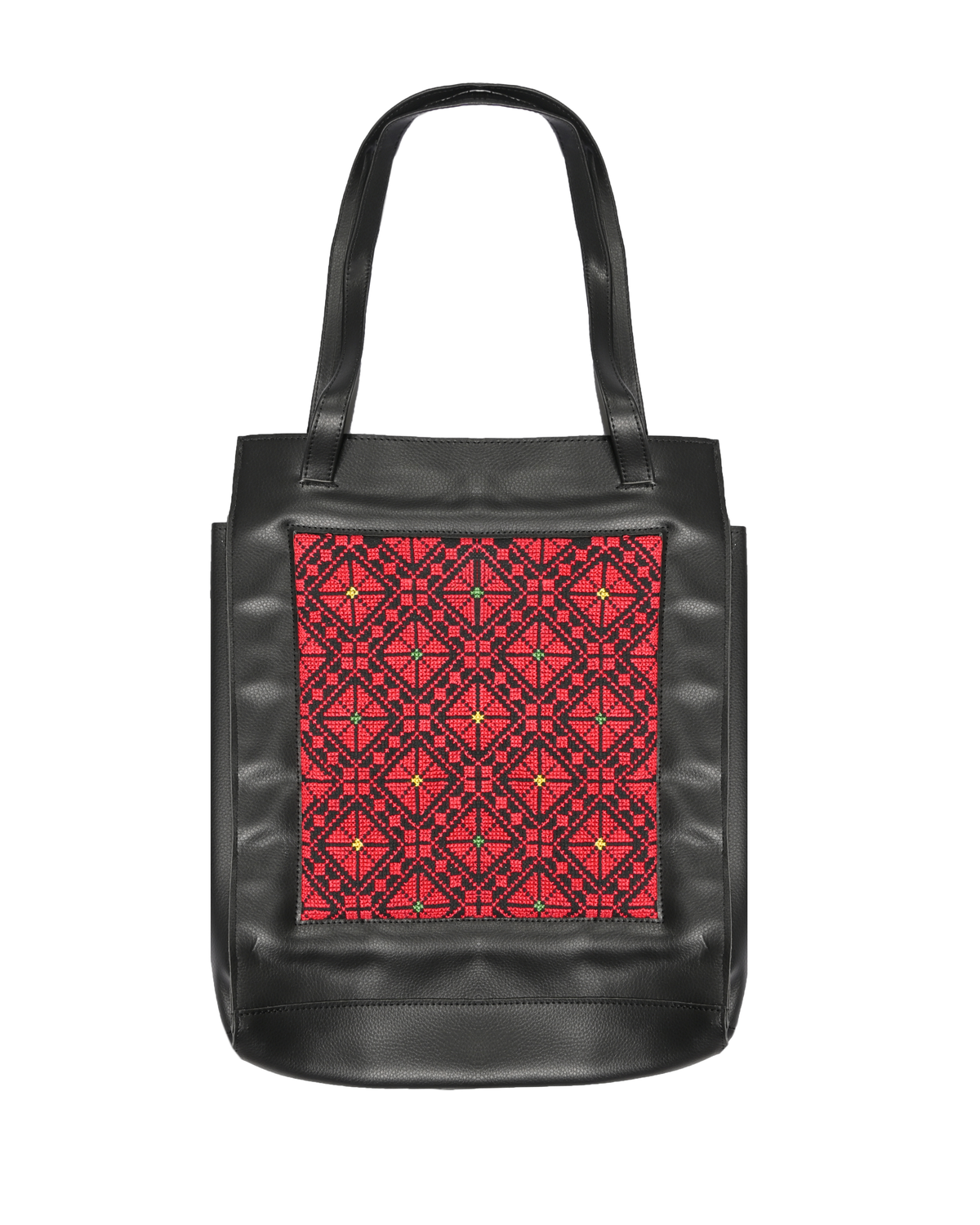 Black Leather Embroidered Tote Bag | Homegrown Market