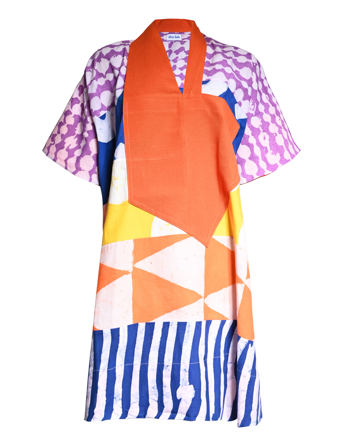 Lilac Multicolor Mini Agbada with Orange Asooke Collar | Homegrown Market