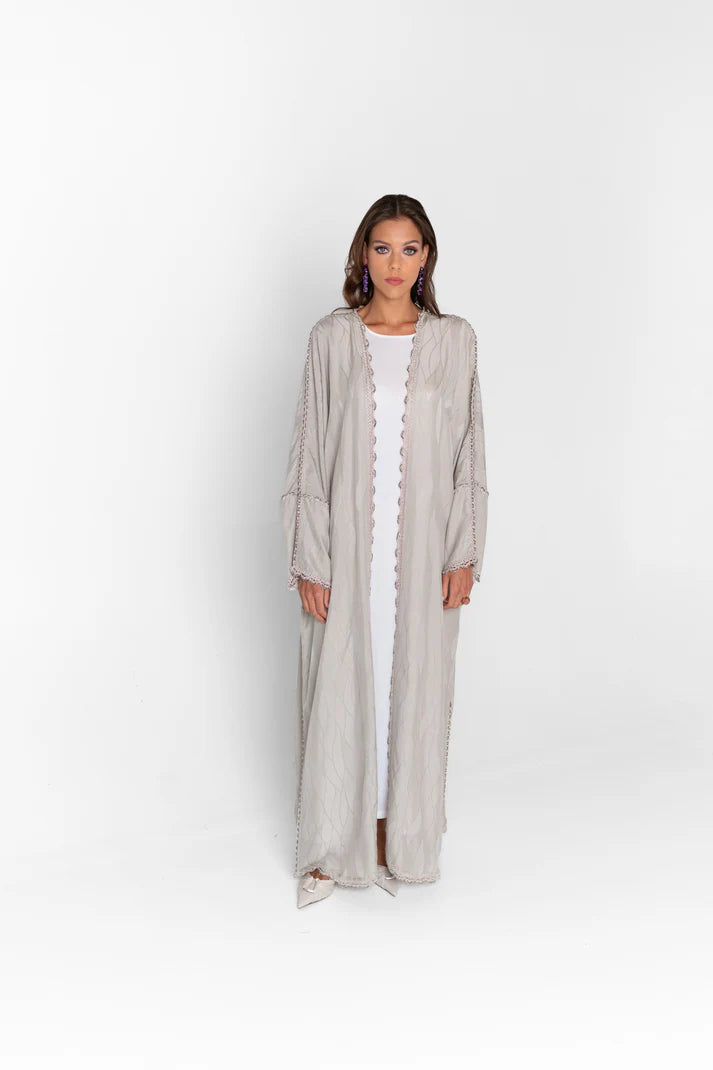 Seine Ivory Abaya in Jacquard Washed Silk | Homegrown Market