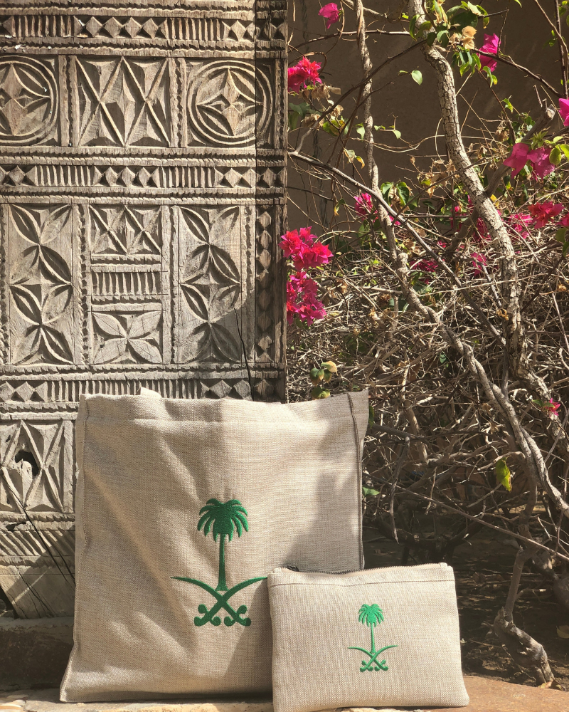 Beige Saudi Emblem Tote Bag | Homegrown Market